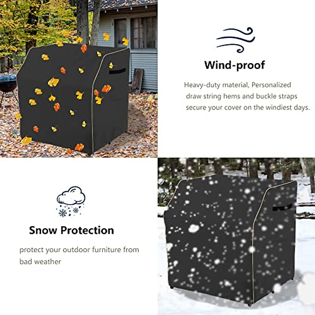 Bitubi 41 Inch Outdoor Bar Set Cover 600D Oxford Cloth Classic Black Heavy Duty Waterproof Patio Bar Set Cover Wicker Bar Table Set Covers