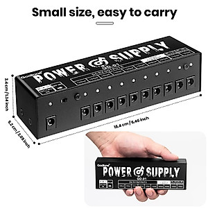 Guitar Effect Pedal Power Supply 10 DC Output for 9V 12V 18V Pedals with Short Circuit Overcurrent Protection Separate GD-01