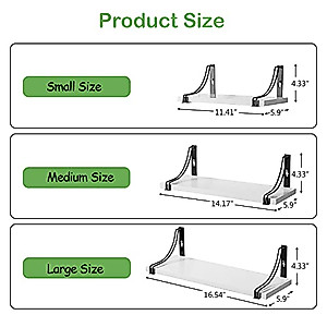 WELLAND White Floating Shelves for Bedroom Set of 3 Wall Shelves for Bathroom/Living Room/Kitchen- 11inch, 14inch, 16inch
