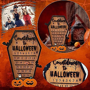 Halloween Advent Countdown Calendar 2023 New DIY Moving Wooden Countdown Block Calendar to Halloween Advent Calendar Pumpkin Halloween Countdown Sign Decor Wall Hanging Xmas Ornament Gift For All