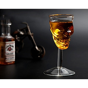 DS. DISTINCTIVE STYLE Skull Shot Glass 2 Pieces Double Shot 75 Milliliter 2.5 Ounce Whiskey Glass
