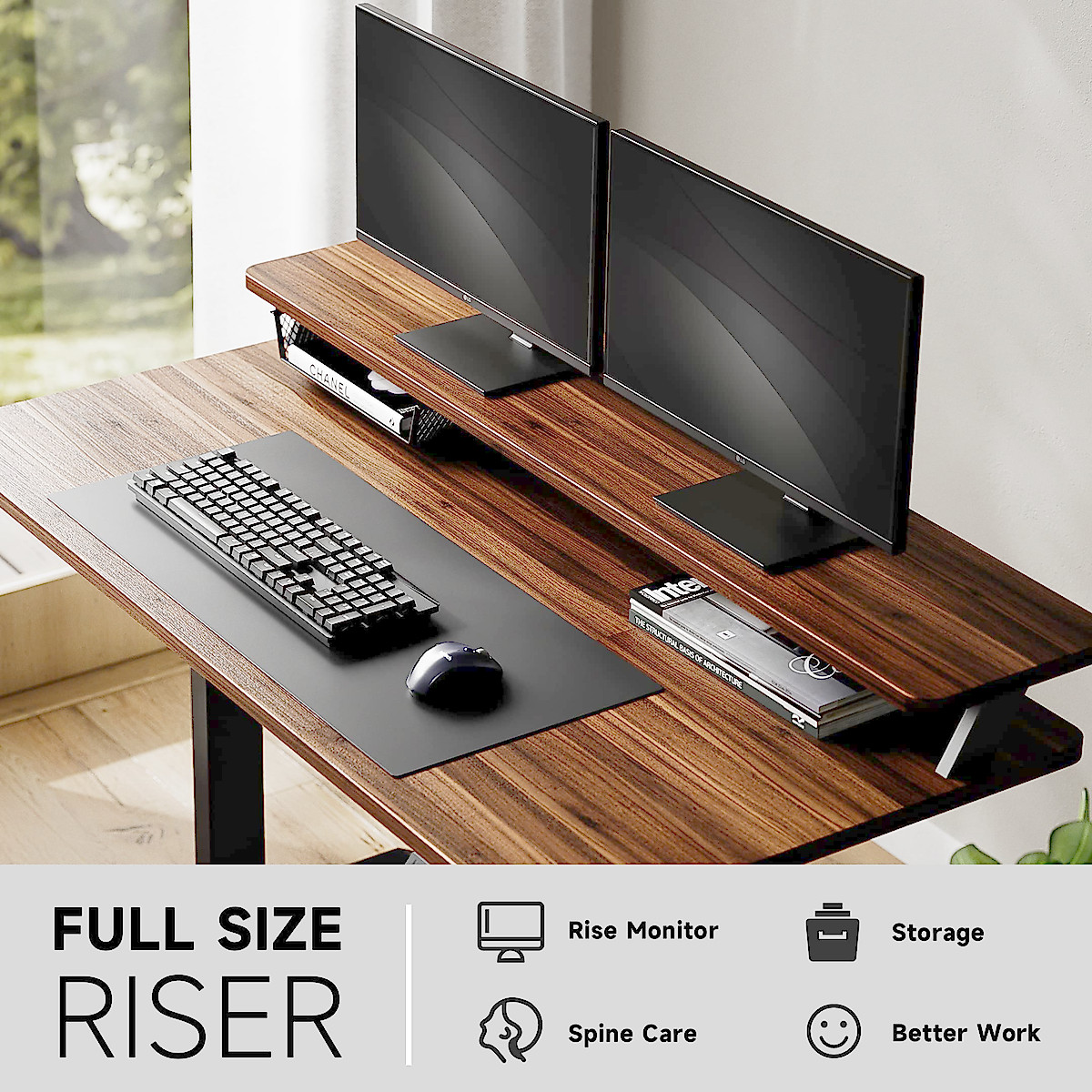 Fenge Electric Standing Desk, 48 x 24 Inches Quick Install Height Adjustable Desk with Drawer, Computer Stand Up Desk Sit Stand Desk Workstation for Home Office