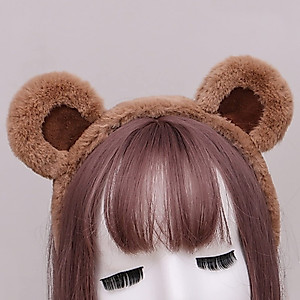Degpum Brown Bear Ears Headband, Costume Headwear for Girls Women Men, Cute Headband Animal Headband for Party Costume Cosplay Decoration Makeup Washing Face Costume