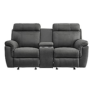 Lexicon Valois Double Glider Reclining Loveseat, Gray