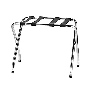 USTECH X-Shape Single Tier Foldable Luggage Rack with Nylon Straps & Rubber Feet for Added Stability | Metal Stand or Temporary Shoe Rack for Guest Room Storage | Perfect for Small Spaces