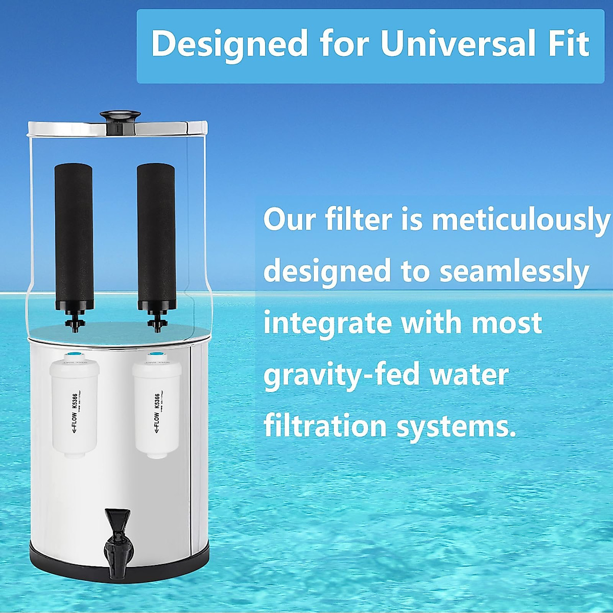 SUPER.BDACC Gravity Water Filter Replacement,for Berkey® Black Carbon (BB9-2®) Purification Elements and Fluoride Filters K5366 (PF-2®) Combo Pack,Compatible with Berkey® Filtration System,Pack of 4