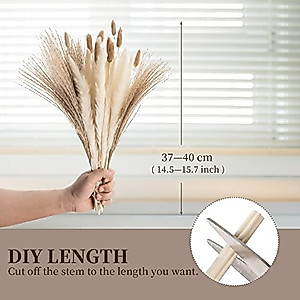Wemk Pampas Grass with Vase Included, 90Pcs Dried Pampas Grass Decor, Natural Dried Pampas Grass, Fluffy Pampas Grasses for Home Decor Wedding Boho Decor