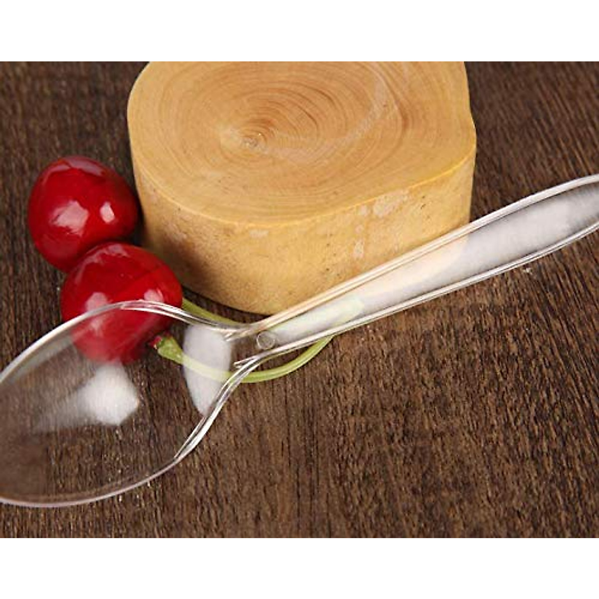 500Pcs 3 Inch Clear Mini Plastic Spoons Disposable Tasting Spoon Scoops for Dessert Ice Cream Appetizer Cake Spices Food Supply