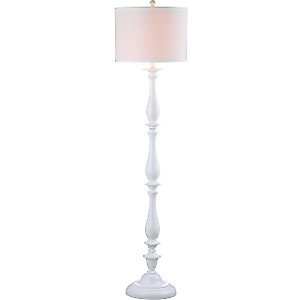 SAFAVIEH Lighting Collection Bessie Farmhouse Candlestick, Metal, White 62-inch Living Room Bedroom Home Office Standing Floor Lamp (LED Bulb Included)