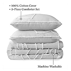 MARTHA STEWART Sophia Medallion Chenille Queen Size Comforter Set - 3 Piece,1 Comforter(90"x92"), 2 Pillow Shams(20"x26"), 100% Cotton, Breathable, Reversible, Machine Wash, White (All Season)