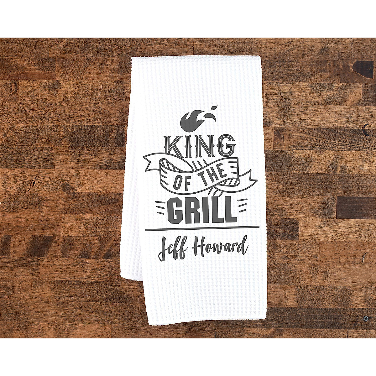Personalized King of the Grill Towel | Custom Waffle Weave Dish Towel | Personalized Kitchen Towel | Men Grilling Gift | Wedding Gift | Personalized Dish Towel | Barbecue Gift | Mens Kitchen Gift
