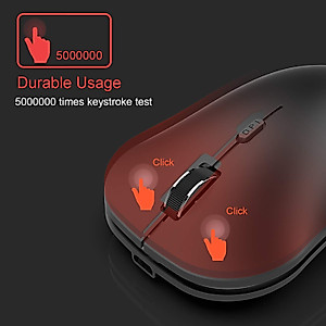 Arteck 2.4G Wireless Mouse with Nano USB Receiver Ergonomic Design Silent Clicking for Computer/Desktop/PC/Laptop and Windows 10/8/7 Build in Rechargeable Battery (Black)