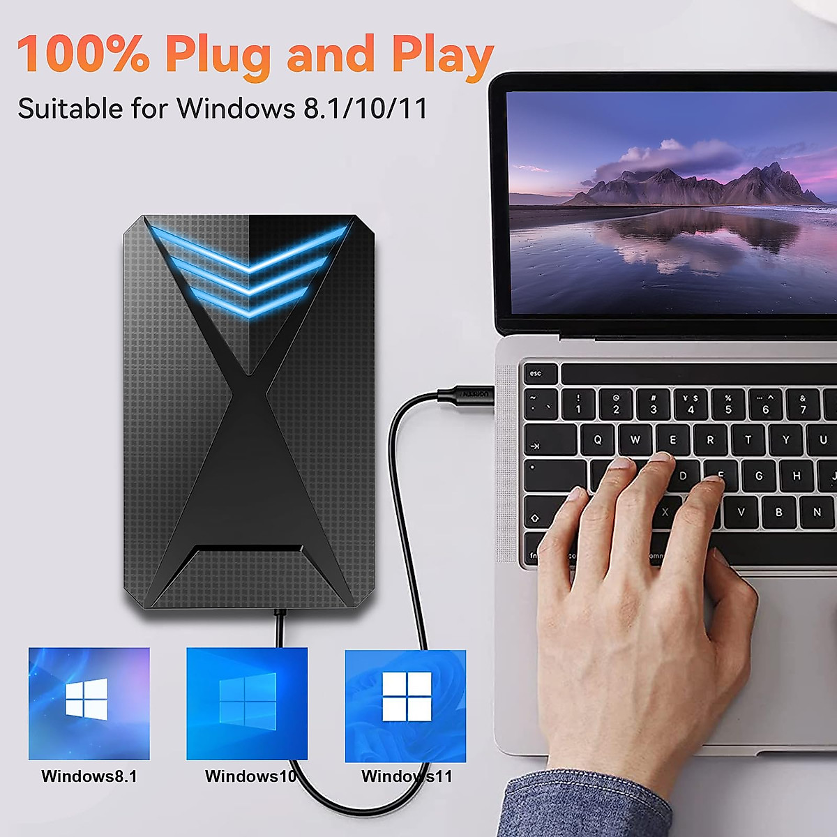 Retro Game Console HDD, 2TB Hyper Base Lbox Built-in 4280 Top Retro Video Games, 18 Emulator Console Plug and Play, Portable Game Hard Drive for Win 8.1/10/11, Game HDD + 1 WHT Vibrating Controller