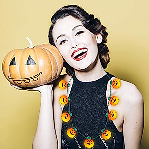 Aodaer 3 Pack LED Light Up Halloween Pumpkin Lantern Necklace for Holiday Halloween Party Favors