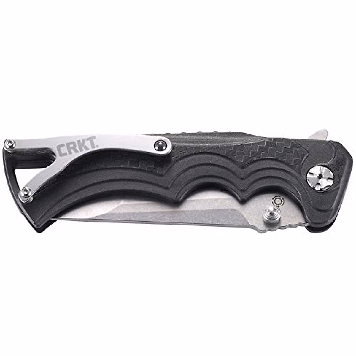 Columbia River Knife & Tool BT Fighter EDC Folding Pocket Knife: Everyday Carry, Tanto Blade with Stonewash Finish, Button Lock, Glass Reinforced Fiber Handle, Deep Carry Pocket Clip 5225