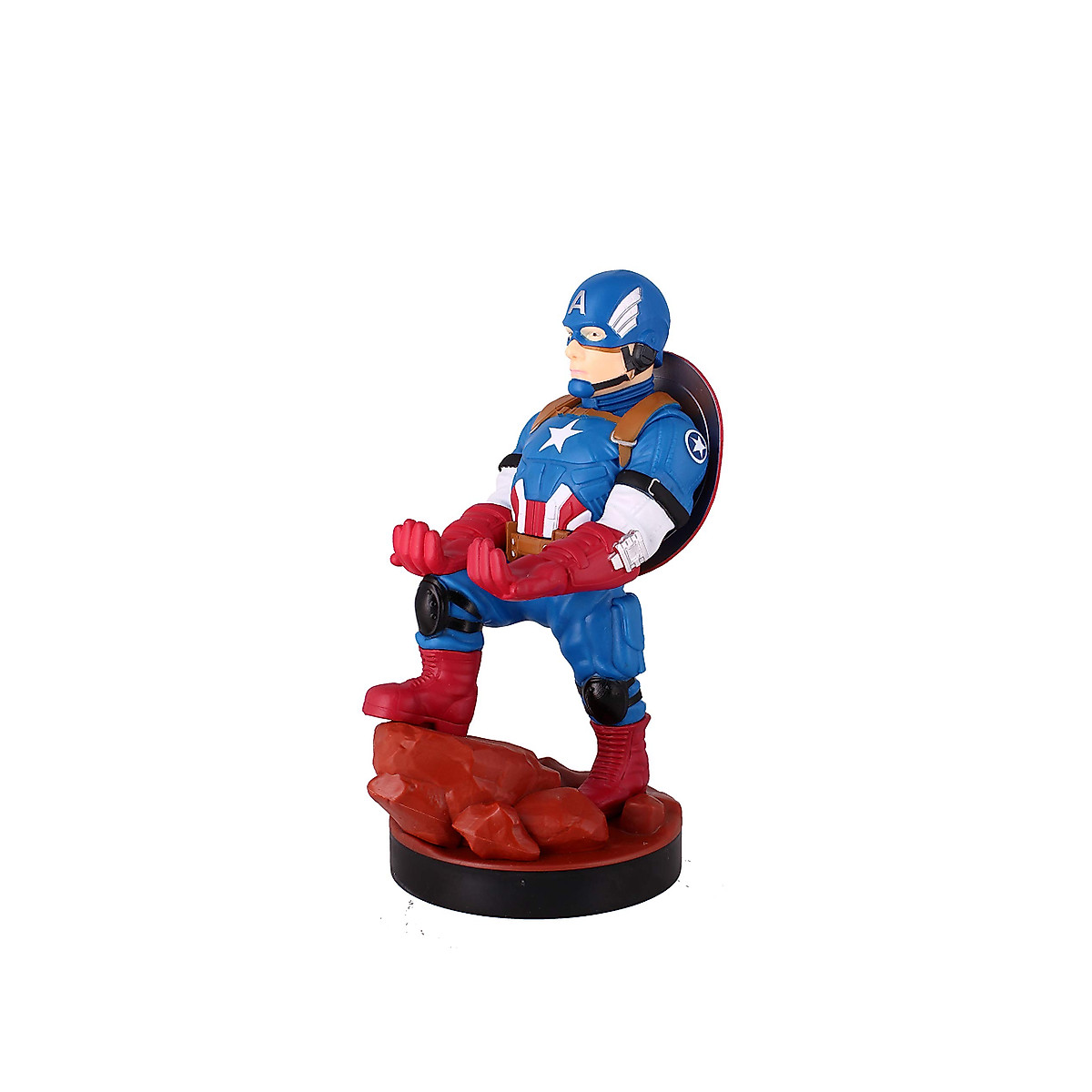 Exquisite Gaming: Marvel Captain America - Original Mobile Phone & Gaming Controller Holder, Device Stand, Cable Guys, Licensed Figure