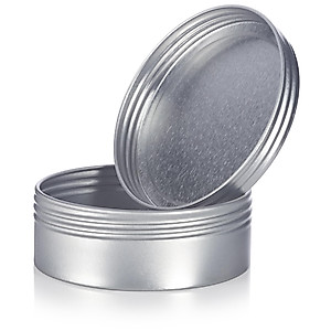 JUVITUS 1 oz Metal Steel Tin Flat Container with Tight Sealed Twist Screwtop Cover (8 Pack)