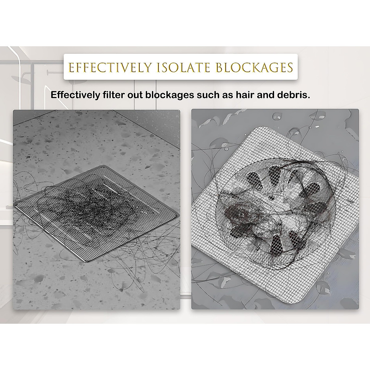 30PCS Pack 4" X 4" Disposable Shower Drain Hair Catcher, Floor Drain Sticker, Bathroom,Bathtub,Sink, Kitchen,Drain Mesh Cover,Drain Mesh Strainer