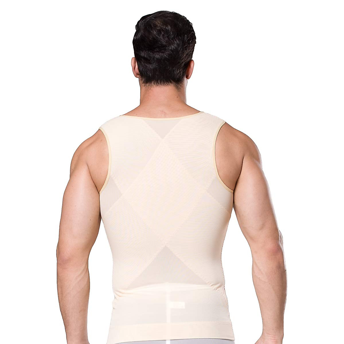 BaronHong Original Zip Up Men's Chest Compression Shirt to Hide Gynecomastia Moobs(Nude,S)
