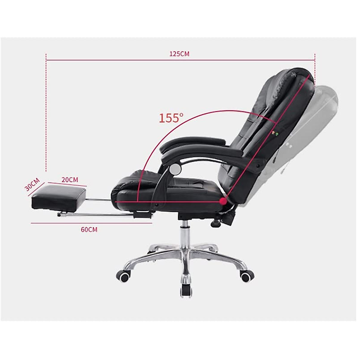 Office Chair Multifunction Office Computer Chair Swivel Reclining Boss Chair Household Study Room (Color : Black, Size : One Size)