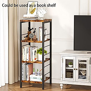 Homeiju 4 Tier Small Dresser for Bedroom with 2 Removable Drawers, Wood Small Drawers for Bedroom Entryway Hallway(Rustic Black and Brown)