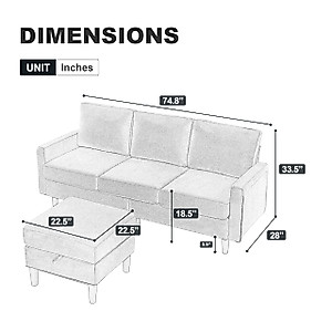 WinJoy Upholstered Sectional Sofa Couch, L-Shape Sofa Set with Removable Ottoman & Storage Seat,3 Seat Convertible Modular Sofa Bed with Reversible Chaise for Living Room, Apartment, Small Space Pink