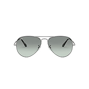 Ray-Ban RB3689 Aviator Metal II Evolve Polarized Sunglasses, Silver/Photochromic Azure Gradient Blue, 58 mm