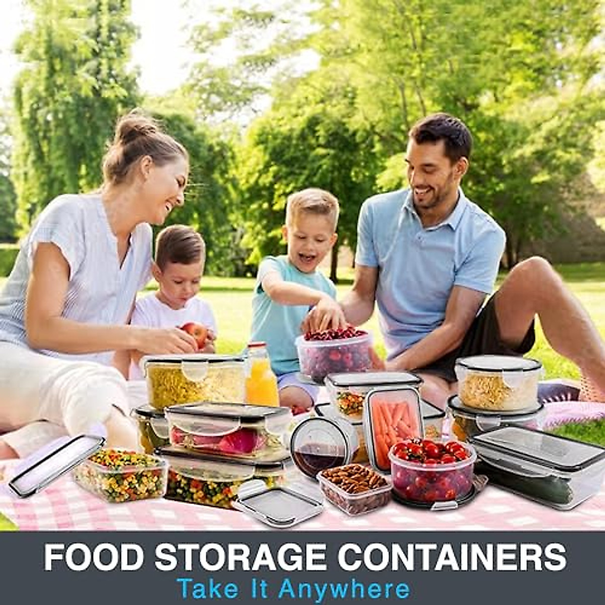 RFAQK 60 Pcs Food Storage Containers with Lids Airtight-75 OZ to 1.2 OZ(30 Containers & 30 Lids)100% BPA-Free Clear Plastic Reusable Meal-Prep Containers-Microwave,Dishwasher Safe with Labels & Marker