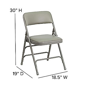 Flash Furniture 4 Pack HERCULES Series Curved Triple Braced & Double Hinged Gray Vinyl Metal Folding Chair