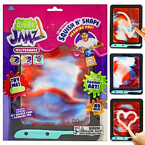 Sky Castle DoodleJamz JellyBoards — Squishy Drawing Pads Filled with Non-Toxic Sensory Gel – No-Mess Fidget Art – ASMR – Re-usable for Endless Artistic Creations (Blue and Red Gel)