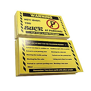 You Parked Like an Idiot Cards - 100 Pack Business Cards Writable Bad Parking Cards 3.54" x 2.12" Multi Violation Reasons (Yellow)