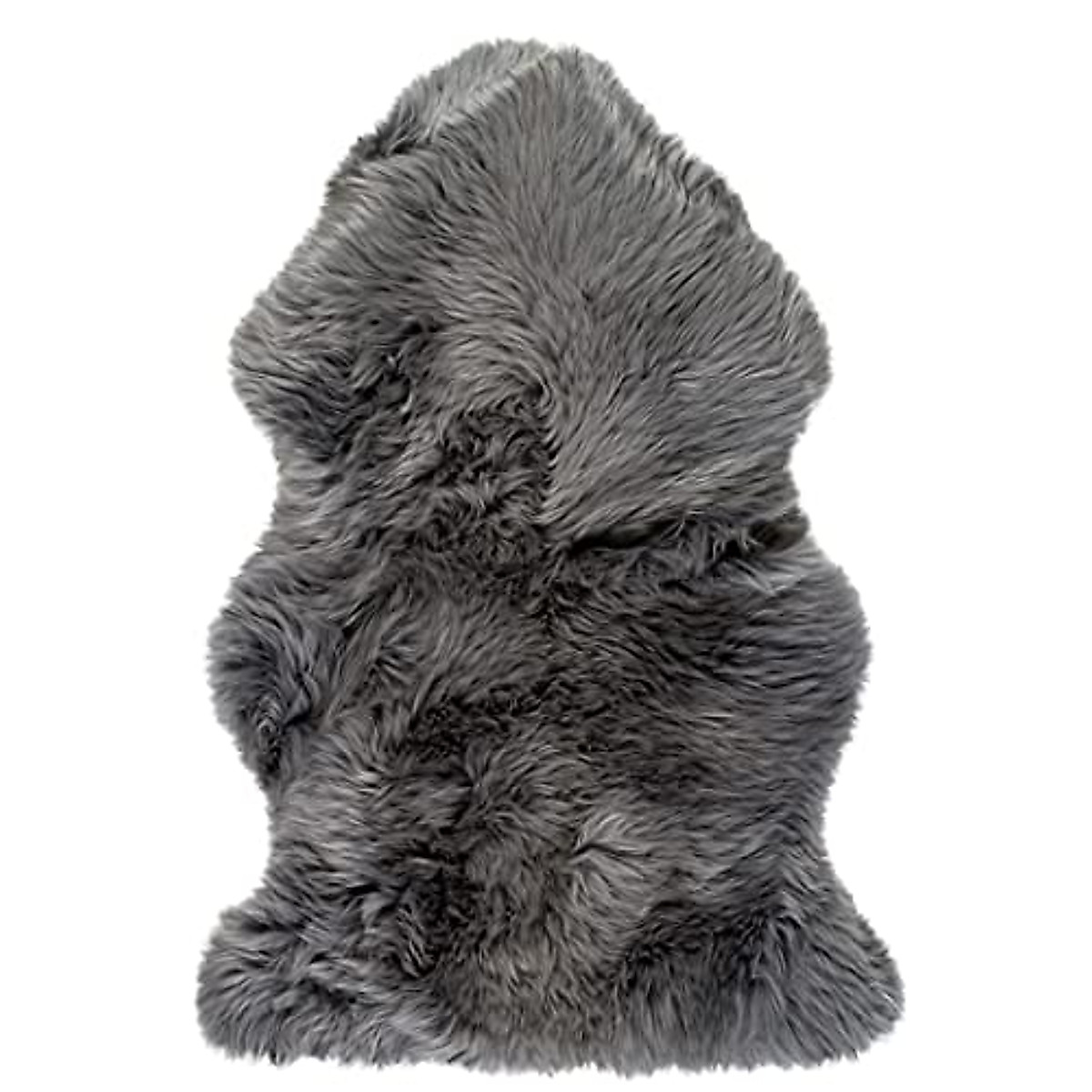 Natural Sheepskin Rug with Thick and Lush 2.5 Inch Pile | Fluffy, Hypoallergenic Sheep Fur Rug with Anti-Skid Back | 2 x 3 ft Small Sheepskin Wool Area Rugs, Grey