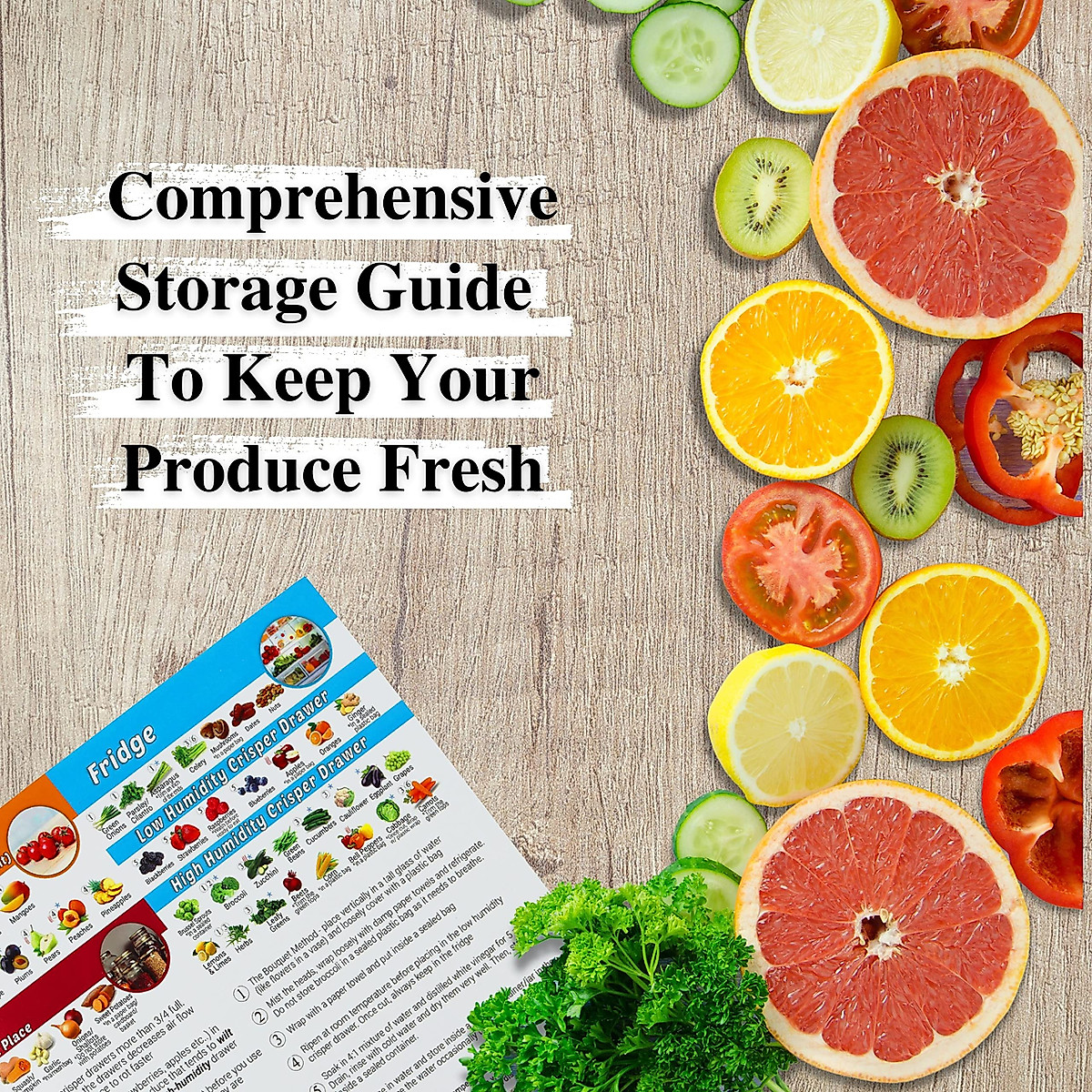 Produce Storage Guide Magnet - How to Store Food Magnet for The Fridge, Fruit & Vegetable Cheat Sheet, Kitchen Organizer Magnetic Chart, Food Storage Chart, Kitchen Fridge Magnet