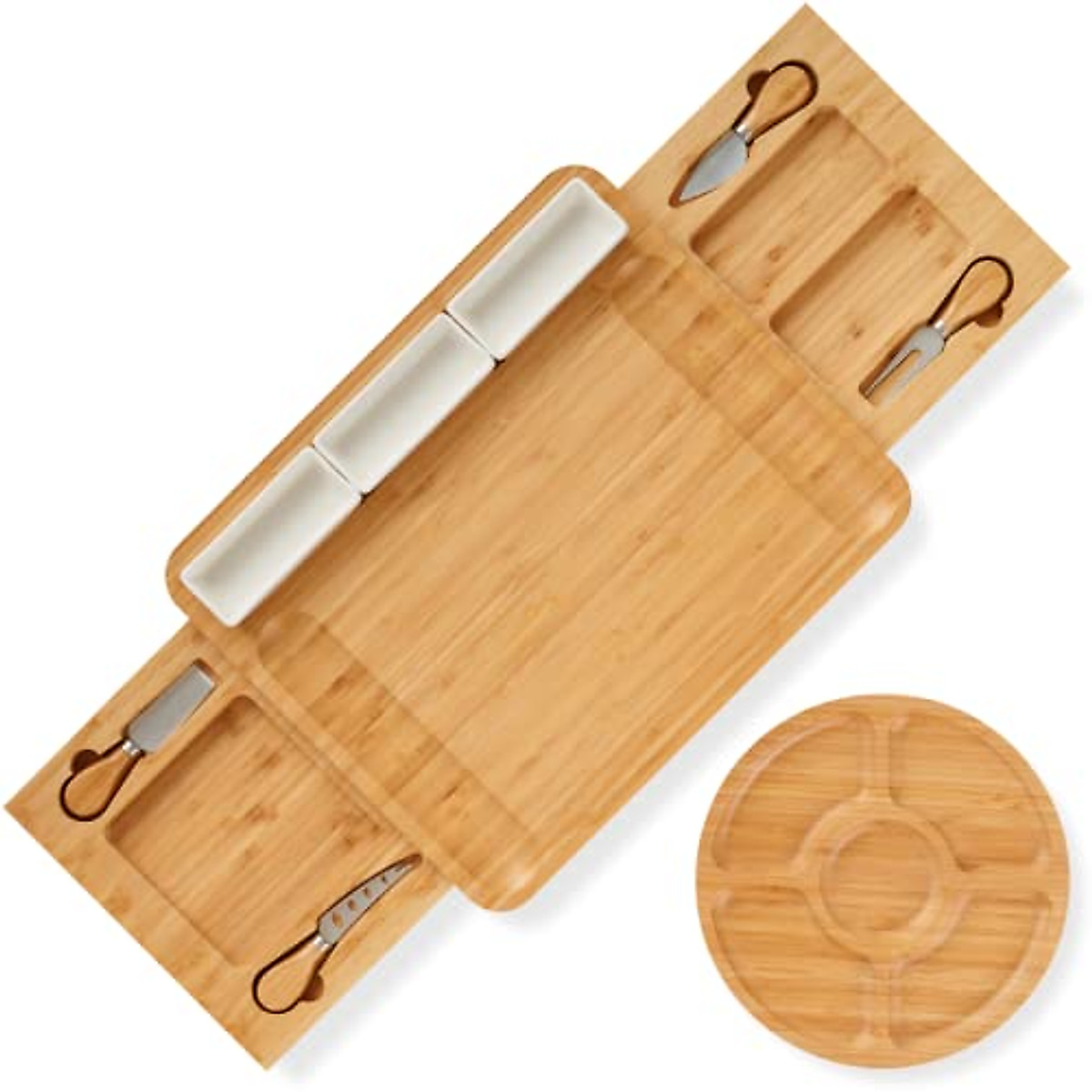 Stedware Cheese Board Set, Charcuterie Board & Knife Set with Cheese Tray, Large Bamboo Platter for Cheese & Meat - Gift for Women, Couples Wedding Anniversary, Housewarming