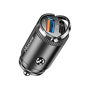 USB C 60W Car Charger Fast Charge, 30W PD& 30W QC3.0 Fast Charge with Metal Body, Flush Fit Pull Ring Charge Adapter Universal for iPhone 13/13 Pro/12/12 Pro Max/XS/XR, Samsung Galaxy, Car Accessories