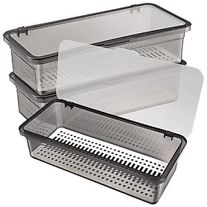 STOBAZA 3 Pcs Utensil Holder with Lid Flatware & Utensil Storage Boxes, Silverware Tableware Chopsticks Spoons Organizer Cutlery Container Tray for Kitchen Countertop