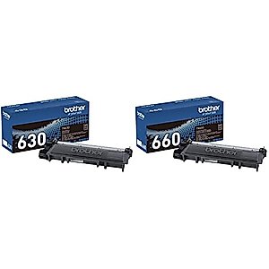 Brother Genuine Toner -Cartridge Bundle TN630/TN660 a High Yield and Standard Yield Toner Cartridge