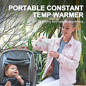 bopopo Portable Water Warmer for Formula,Milk,Precise Temp Control,Battery Powered Instant Warmer for Travel,8 Ounce,Smart Wireless Baby Flask for Car,Airplane Journey,White