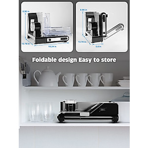 OSTBA APPLIANCE OSTBA Foldable Meat Slicer, Electric Deli Food Slicer with Food Tray, 0-18mm Adjustable Thickness Meat Slicer, Portable Collapsible Food Slicer with Stainless Steel Blades, Black