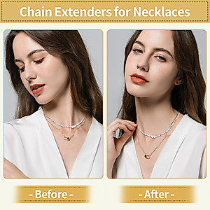 6PCS 925 Sterling Silver Necklace Extender, 18K Gold Plated Chain Extenders for Necklaces, Anklet Bracelet Extender Silver Gold Necklace Extenders for Women Jewelry Making (Gold & Silver, 1 2 3 Inch)