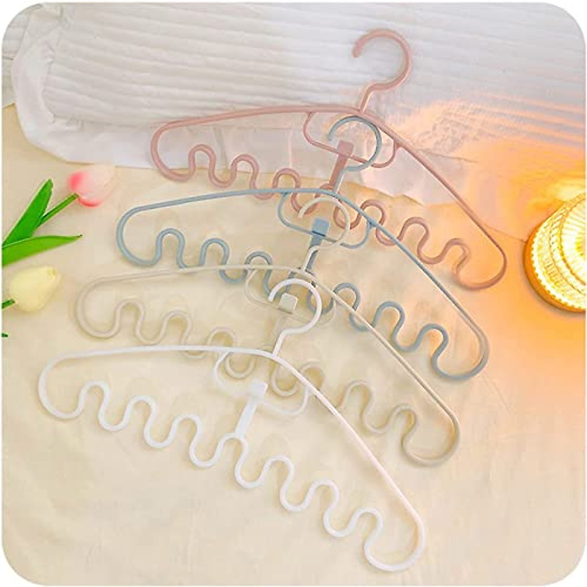 Wave Pattern Stackable Hanger, 5/10 Pack Multifunctional Magic Wave Pattern Plastic Hangers, Non Slip Stackable Space Saver (10Pcs)