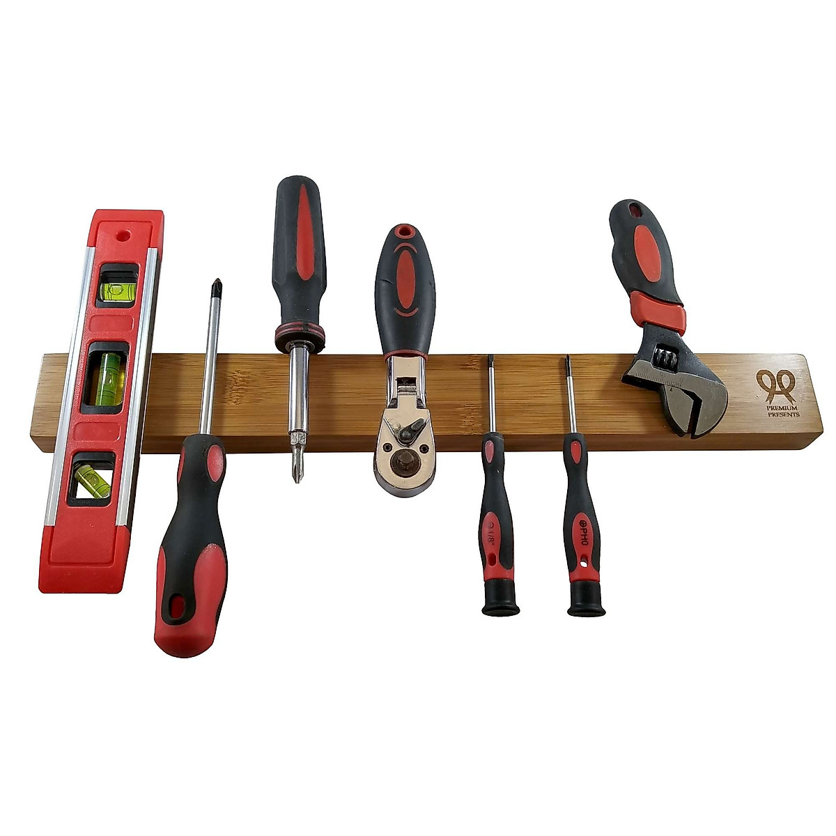 Eco friendly Bamboo wood magnetic knife holder, 17 inch knife strip or bar in gift box. Premium Presents brand.