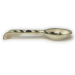 CERAMICHE D'ARTE PARRINI - Italian Ceramic Spoon Rest Holder Decorated Olives Pottery Art Hand Painted Made in ITALY Tuscan