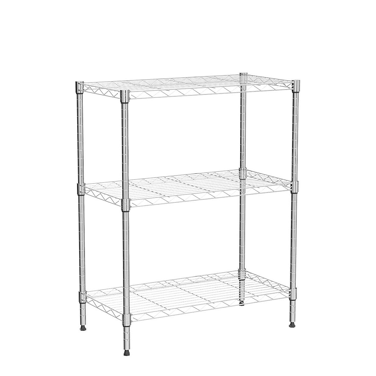 FDW 3 Tier Wire Shelving Units Metal Storage Rack 23L x 13W x 30H Adjustable Pantry Shelves NSF Kitchen Shelf for Kitchen Garage Small Places Commercial,Chrome