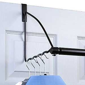 HOLDN’ STORAGE Over The Door Hanger - Door Rack Hangers for Clothes - Bathroom Over Door Hanger for Hanging Clothes & Towels - Over The Door Clothes Drying Rack, Black