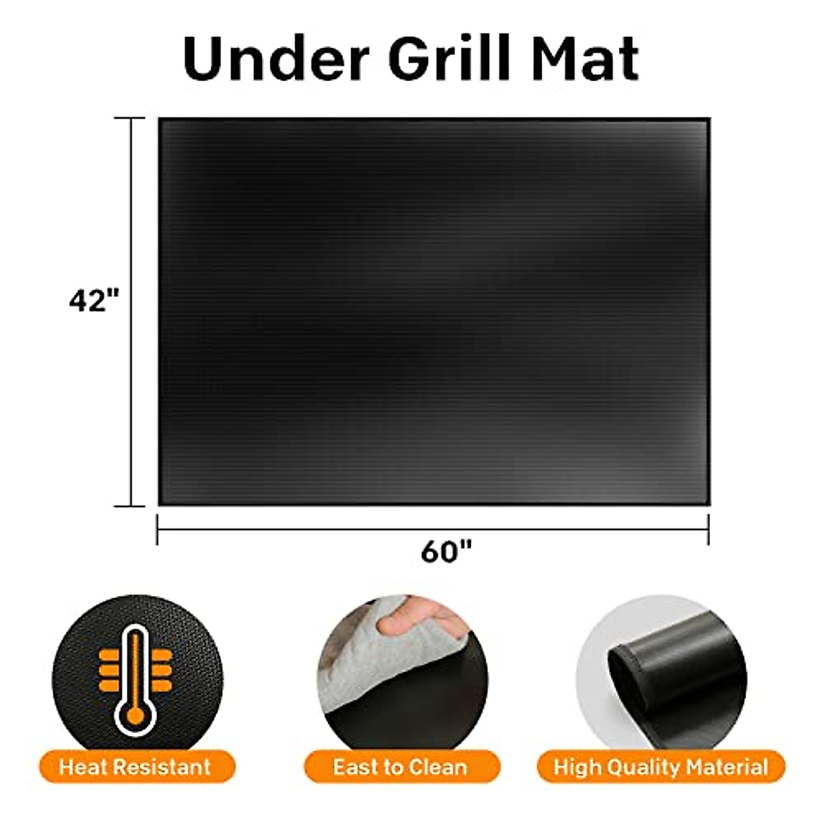 Large Grill Mats for Outdoor Grill, 60'' X 42'' Rectangle Under Grill Mat, Oil-Proof Fire Pit Mat, BBQ Mat for Deck Patio Protective, Fireproof Mat for Charcoal Grills, Gas Grills, Oil Fryers