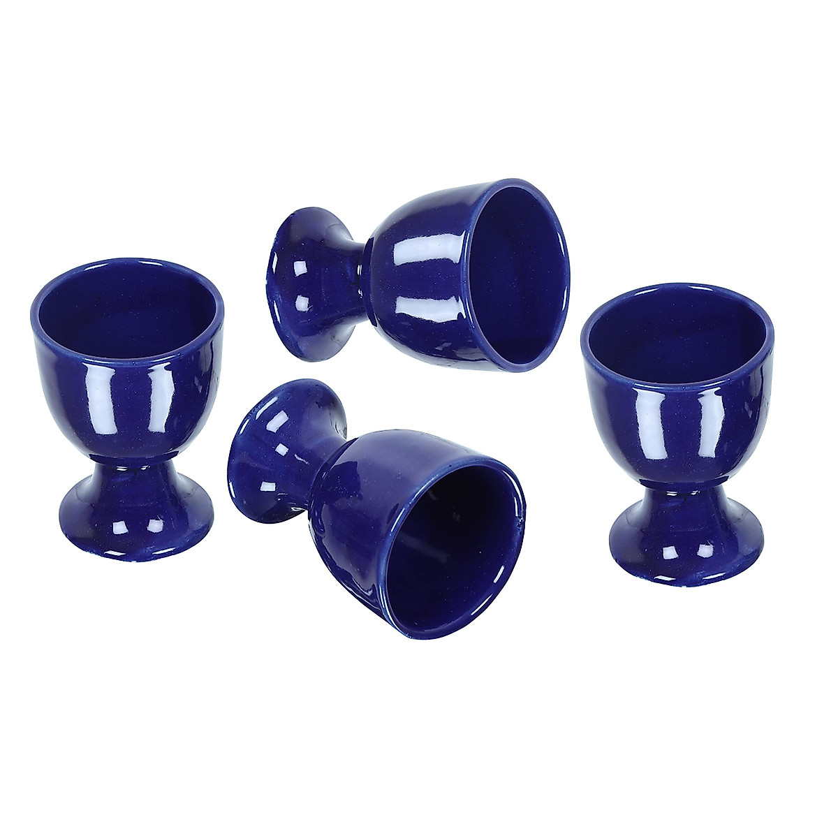 Soft Boiled Egg Holder | Ceramic Egg Cup Set | Ceramic Egg Holder Pottery Housewarming Gift set of 4 (Blue)