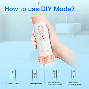 Water Flosser, Binicare Water Flosser for Teeth, IPX7 Waterproof 200 ml 6 Jet Tips &Travel Case, DIY Portable Dental Oral Irrigator Rechargeable Suitable for Travel Office and Home(Pink)