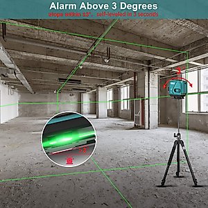 Kiprim 3x360° Green Laser Level Self-Leveling Tool 100ft for Construction Adjustbable Brightness, Remote Controller, Magnetic Rotating Stand,Portable Bag and Adapter Included