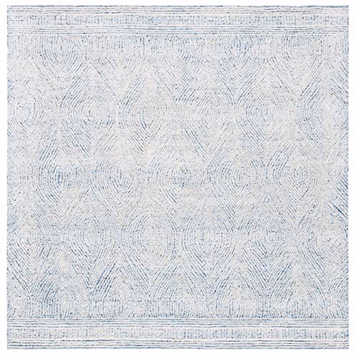 SAFAVIEH Abstract Collection 6' Square Ivory/Blue ABT340M Handmade Premium Wool Area Rug